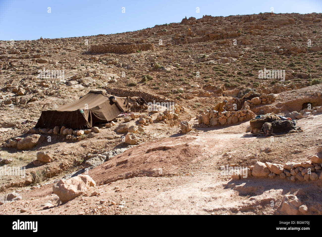 A tented settlement of a family of Nomadic Arabs on a mountain above ...