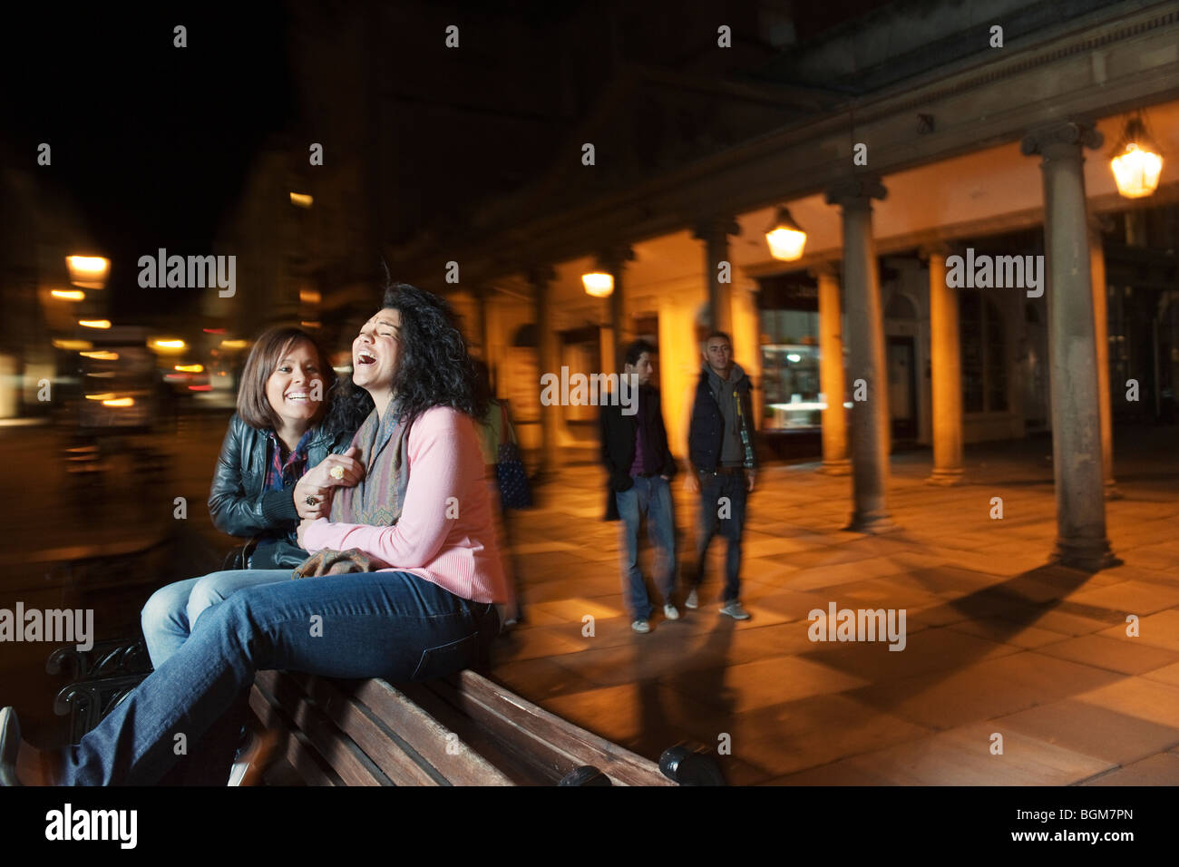 young women at night in town Stock Photo - Alamy