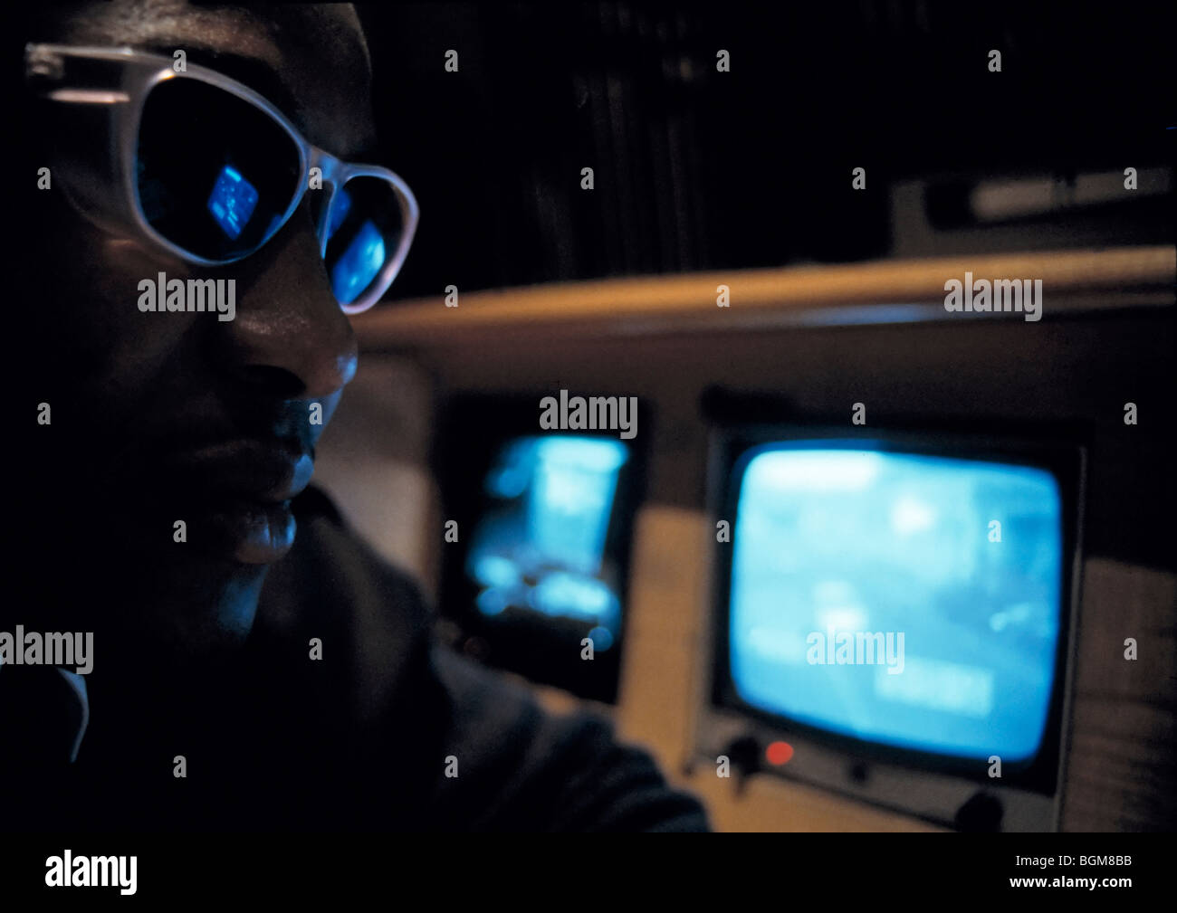 security man watching CCTV Stock Photo - Alamy