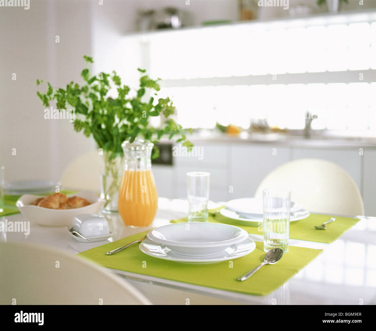 Table set for breakfast Stock Photo - Alamy