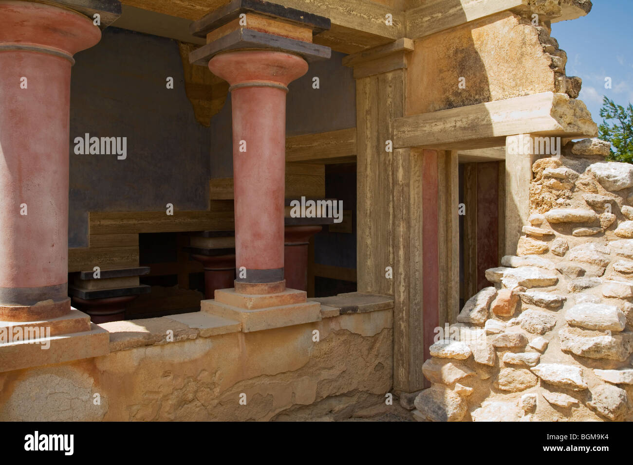 Ruins of historic site of the Minoan Palace of Knossos, Mediterranean ...