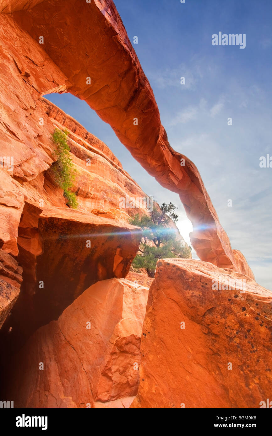 Sun Shines Through Wall Arch, Arches National Park, Utah, USA Stock ...