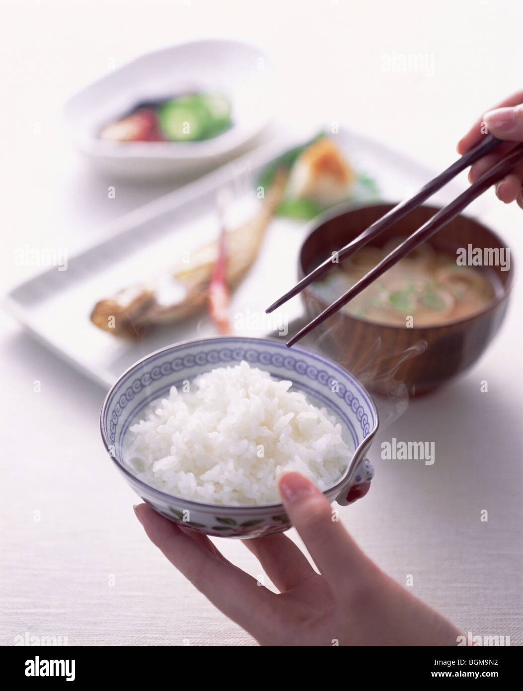 Plain boiled rice Stock Photo - Alamy