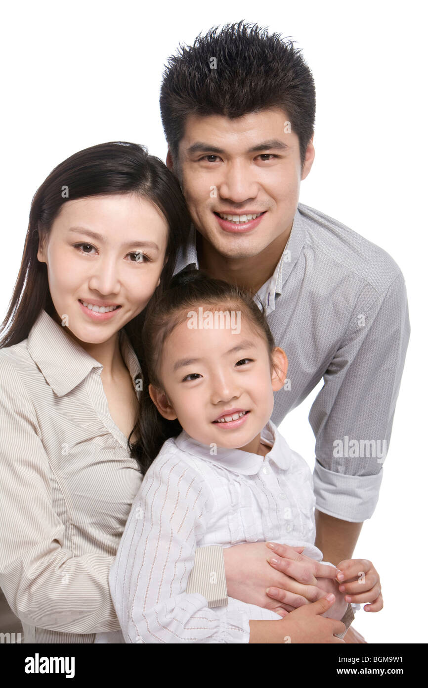 Portrait of a family of three Stock Photo - Alamy