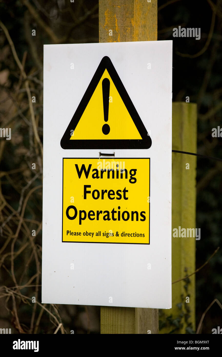 Warning sign forest operations hi-res stock photography and images - Alamy