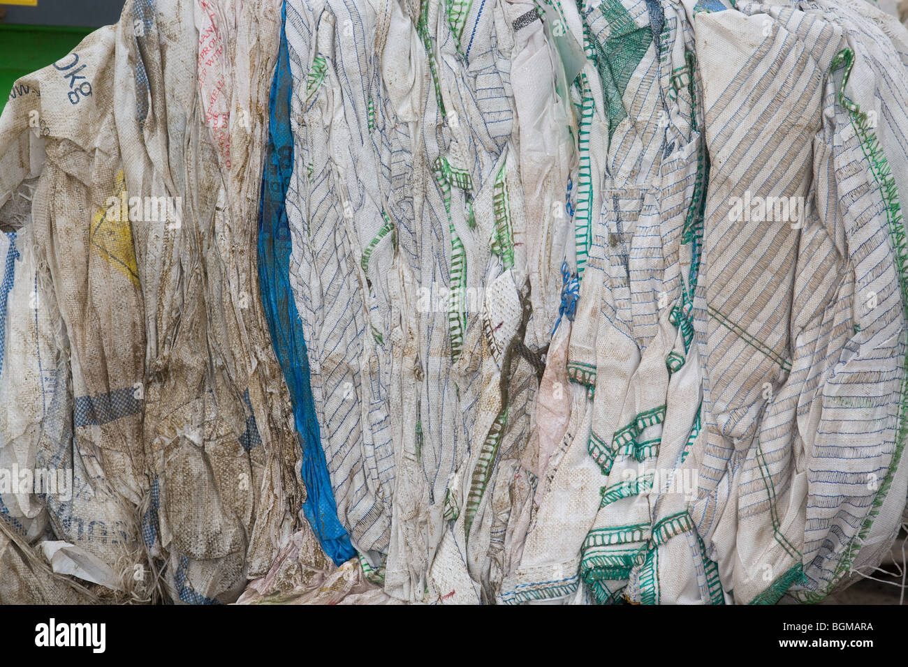 Compressed plastic bags used in agriculture waiting to be recycled ...