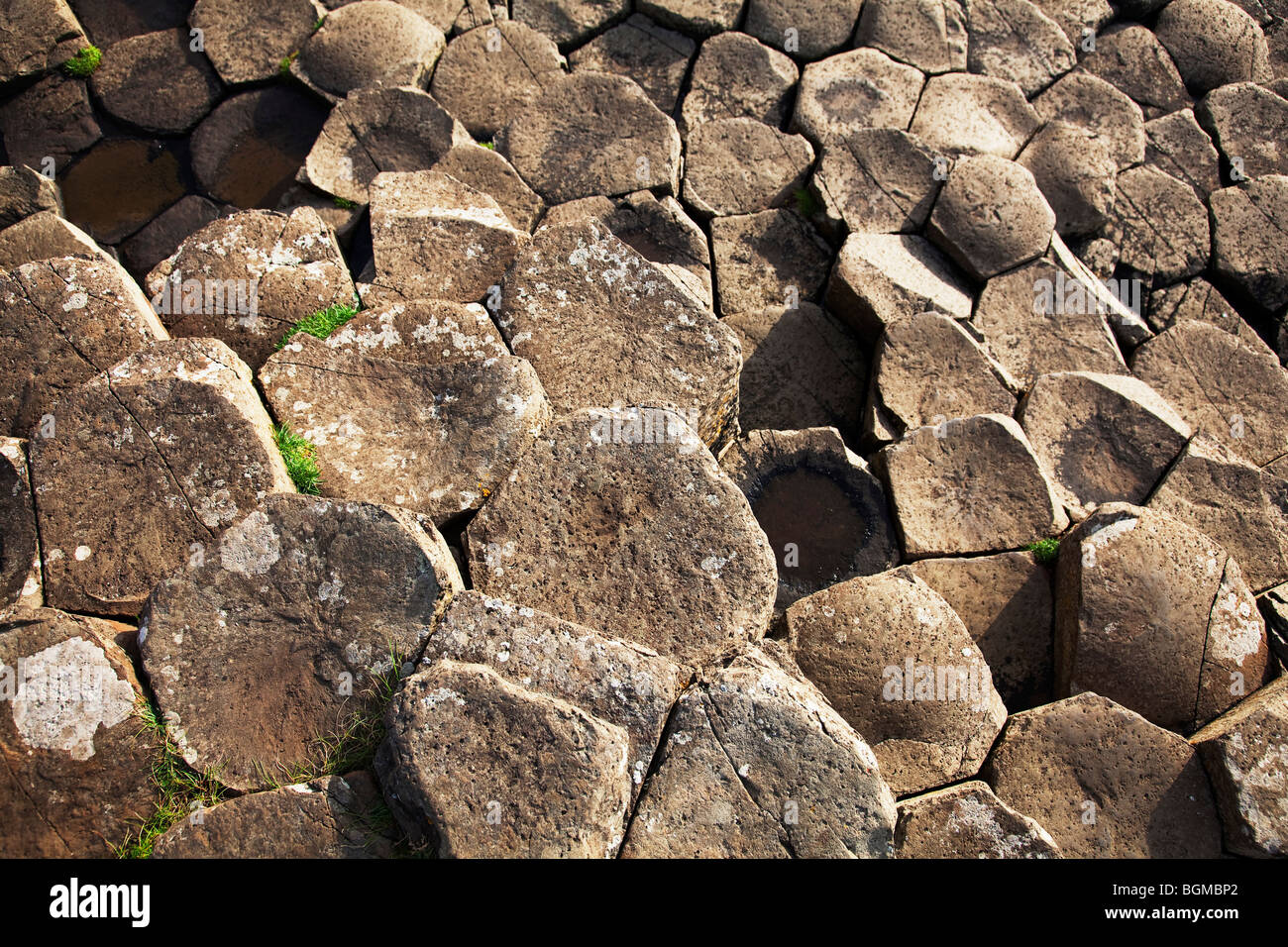 Stones lava and molten rock at the Giant's Causeway Antrim Northern ...