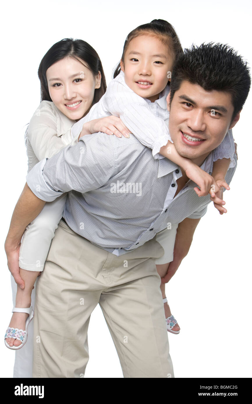 Portrait of a family of three Stock Photo - Alamy