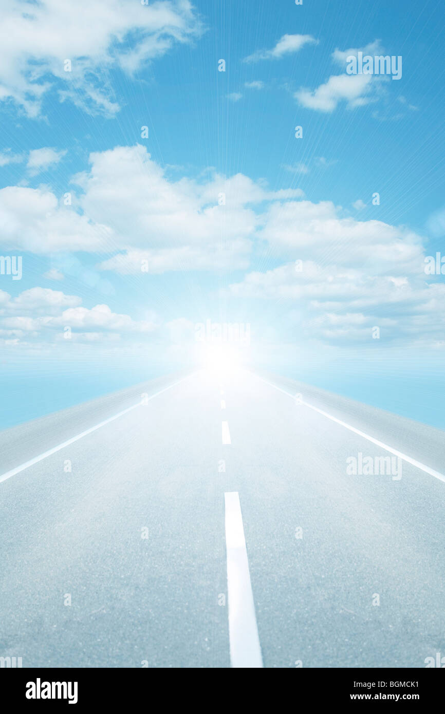 Sun shining on road Stock Photo - Alamy