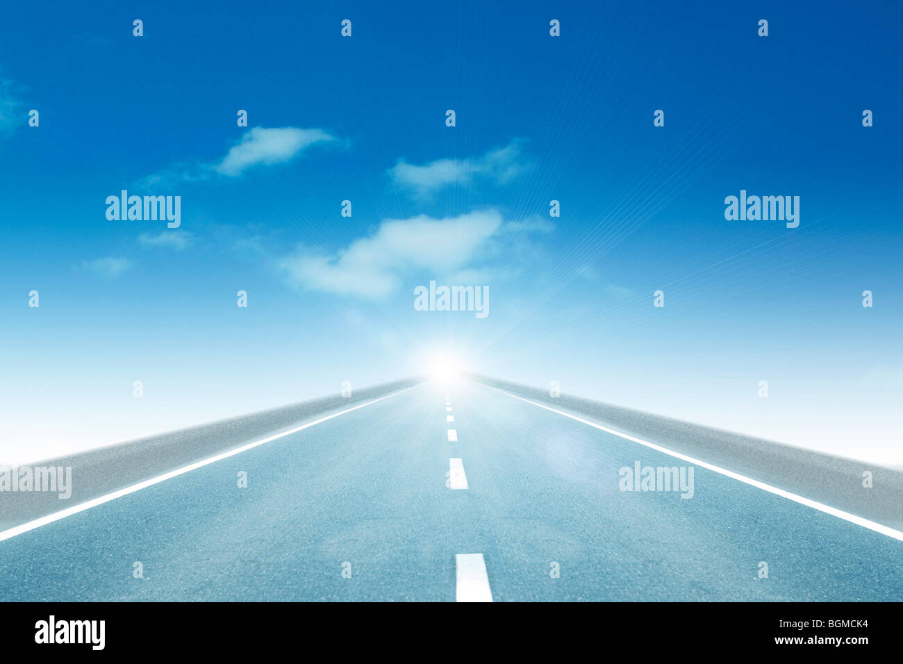 Sun shining on road Stock Photo - Alamy