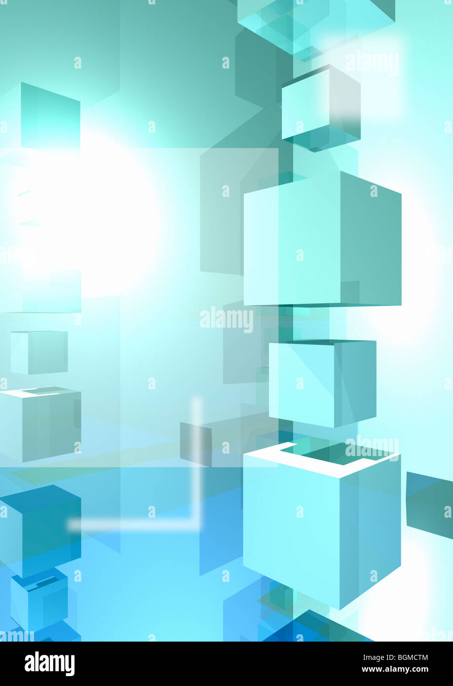 Blue Squares and cubes Stock Photo - Alamy