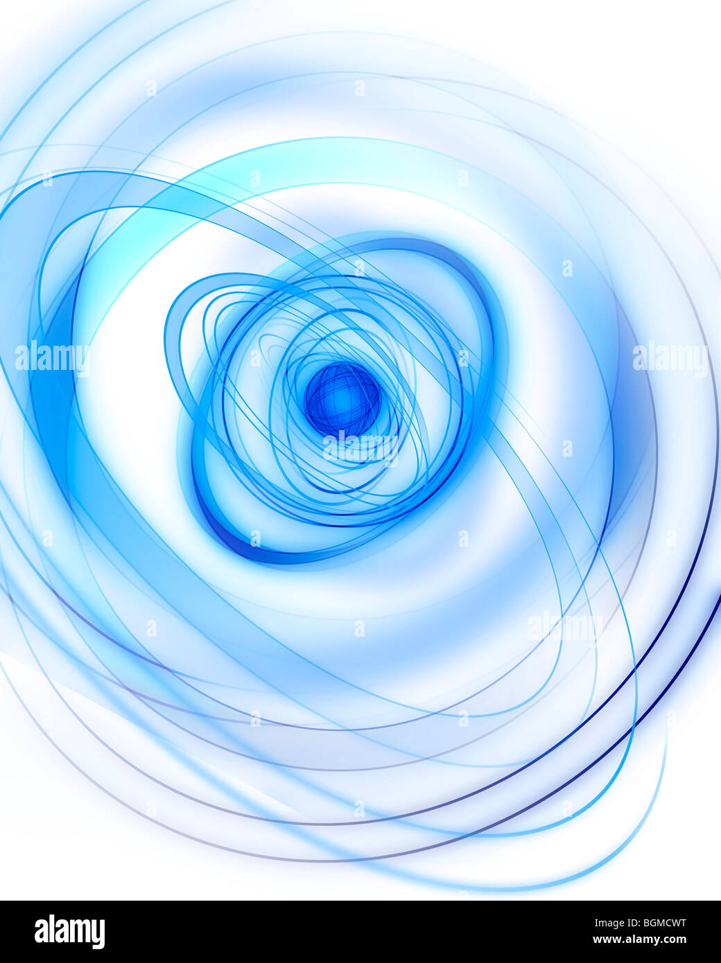 Abstract image of spherical orbits around a central orb Stock Photo - Alamy