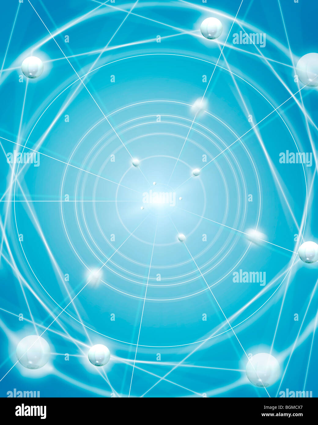 Abstract image of concentric orbits and connected points Stock Photo ...