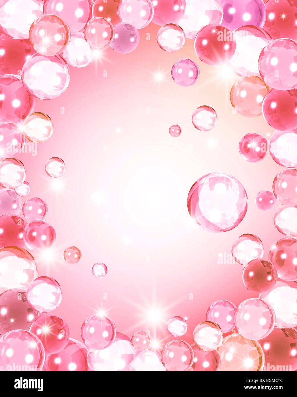 Abstract image of pink reflective spheres Stock Photo - Alamy