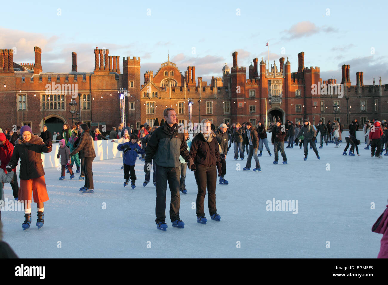 Ice skating on the temporary ice rink open at Christmas time, Hampton ...