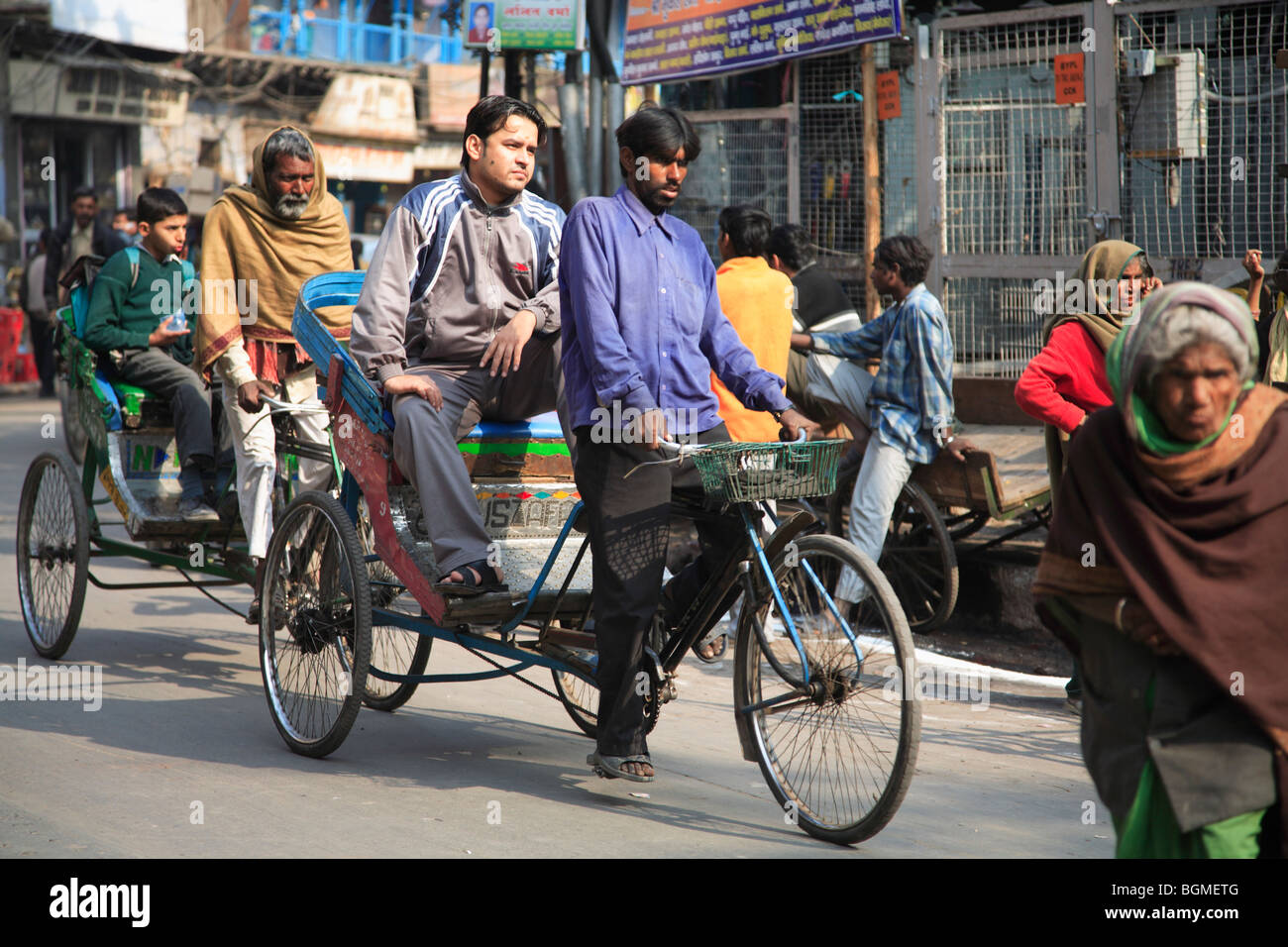 Cycle rickshaws, Old Delhi, India Stock Photo - Alamy