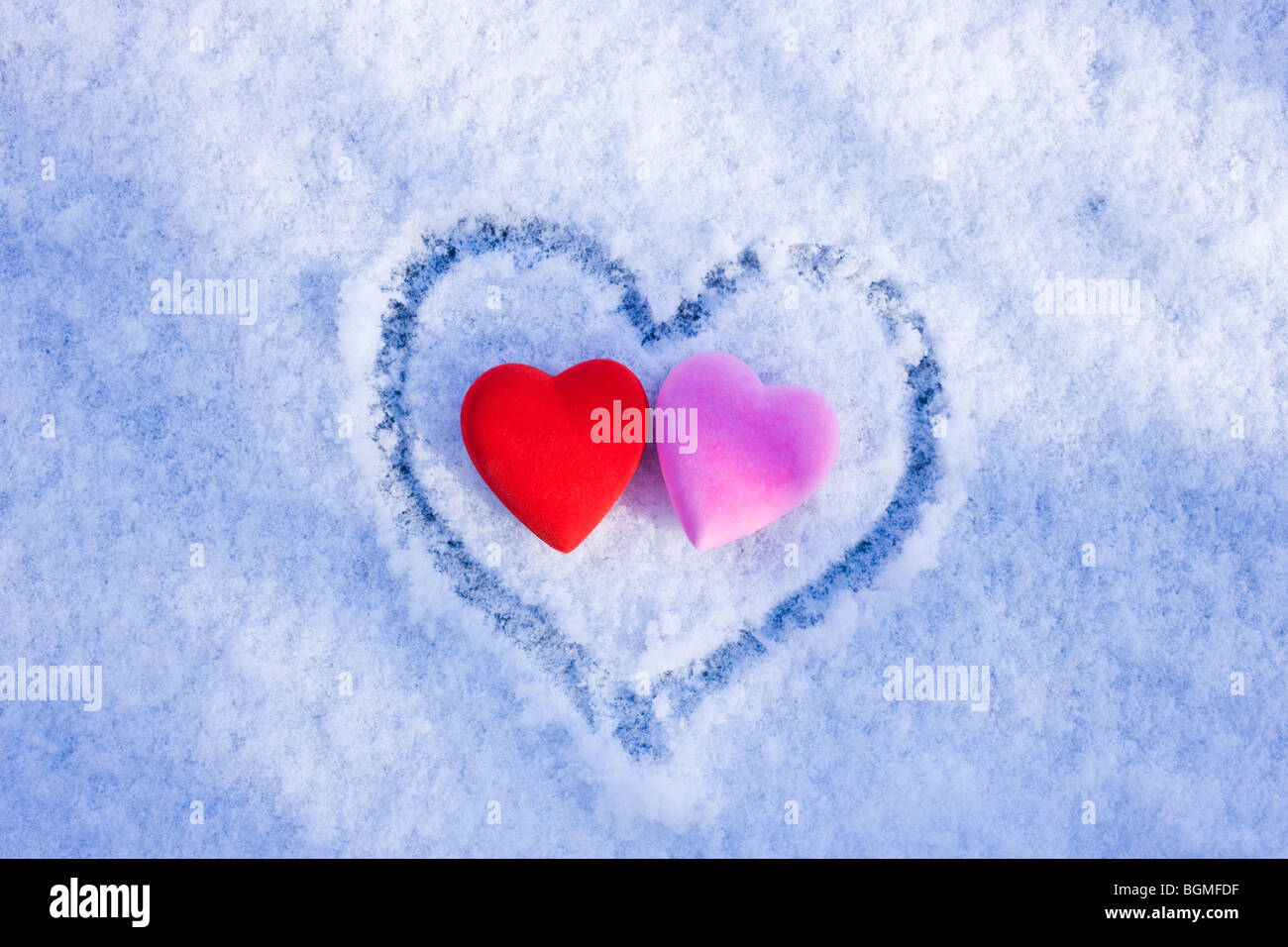 Lovehearts in the Snow Stock Photo - Alamy