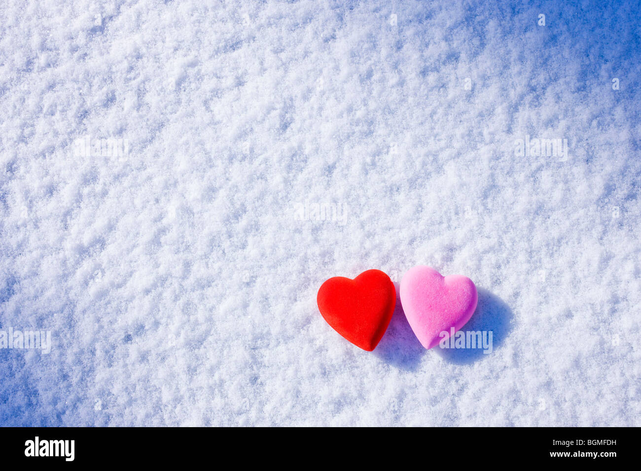 Lovehearts on the Snow Stock Photo - Alamy