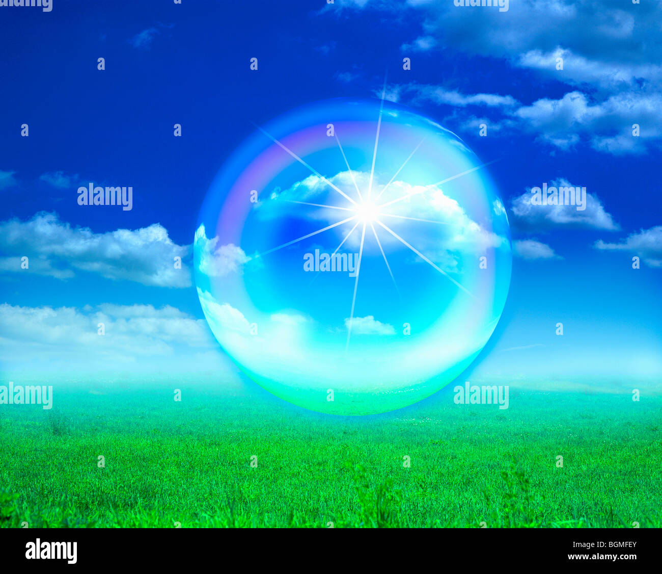 Bubble Floating Mid-Air Above a Field Stock Photo - Alamy