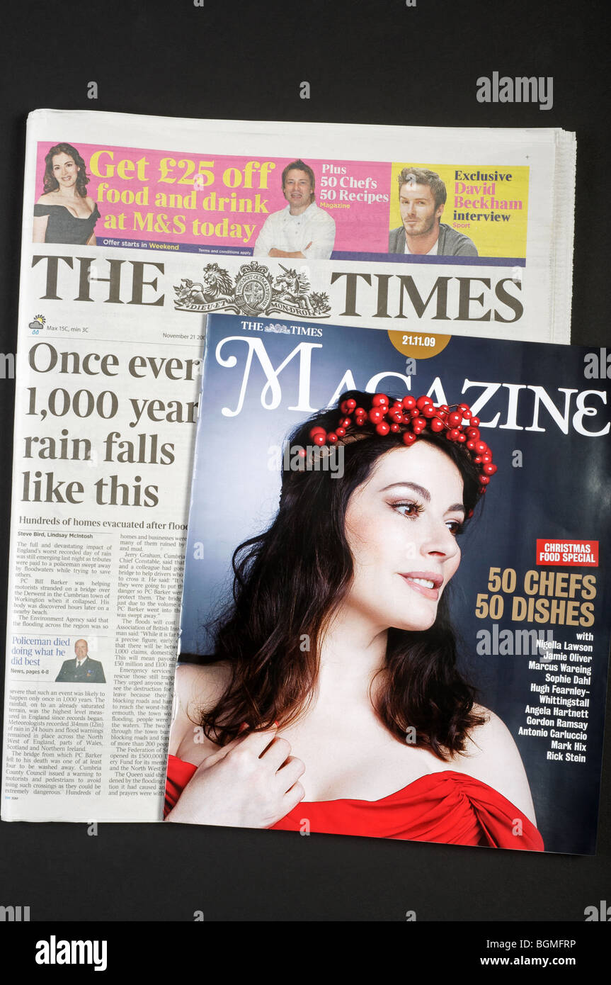 Copy of The Times (Saturday edition) with colour magazine Stock Photo ...