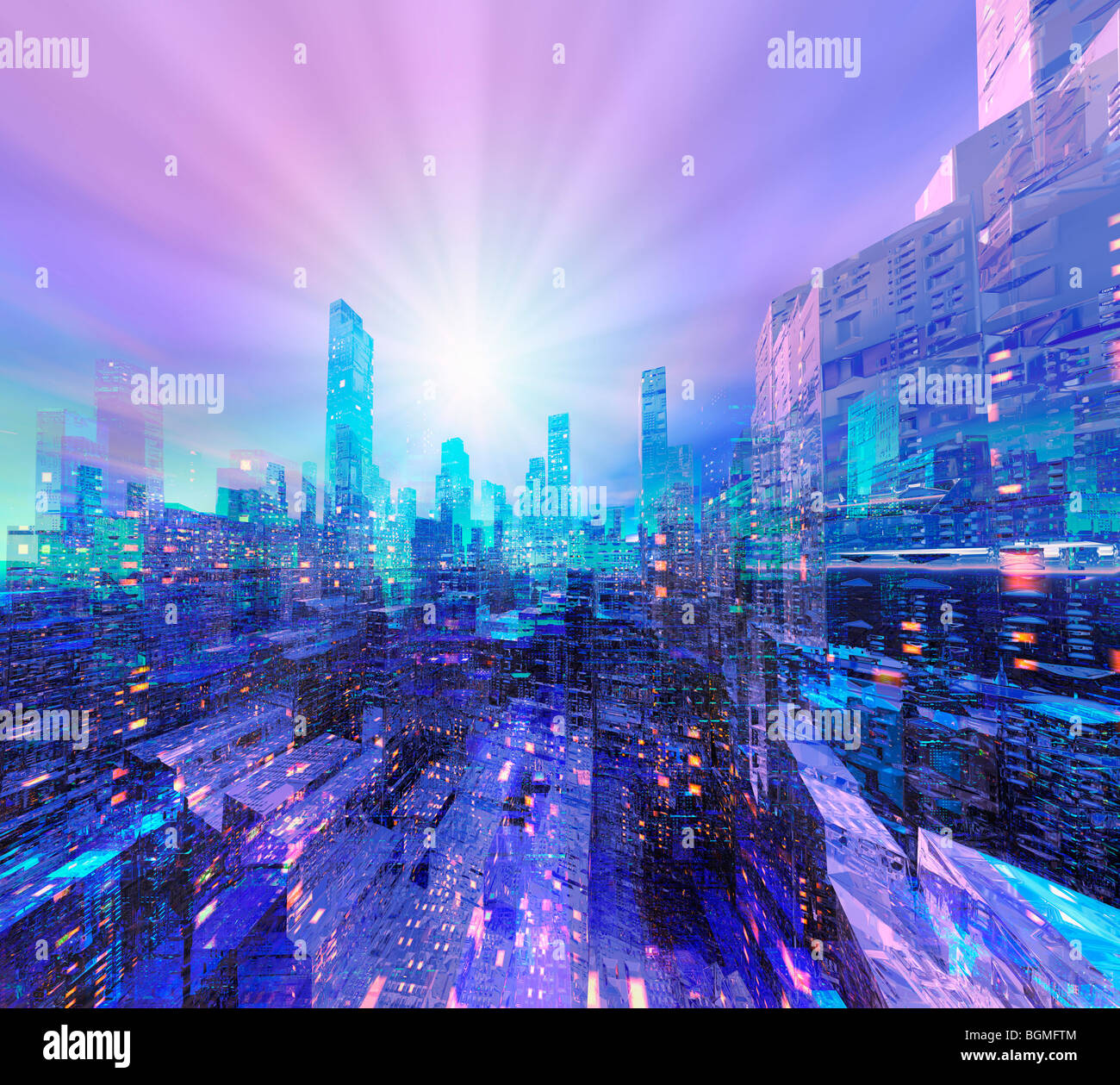 Futuristic Image of a City Stock Photo - Alamy
