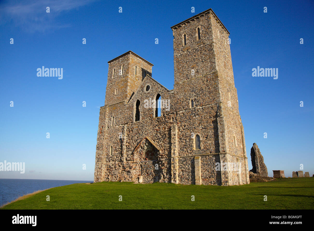 Reculver Church twin towers Stock Photo - Alamy