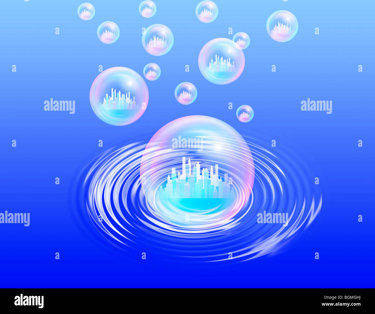 Cities inside Bubbles Stock Photo - Alamy
