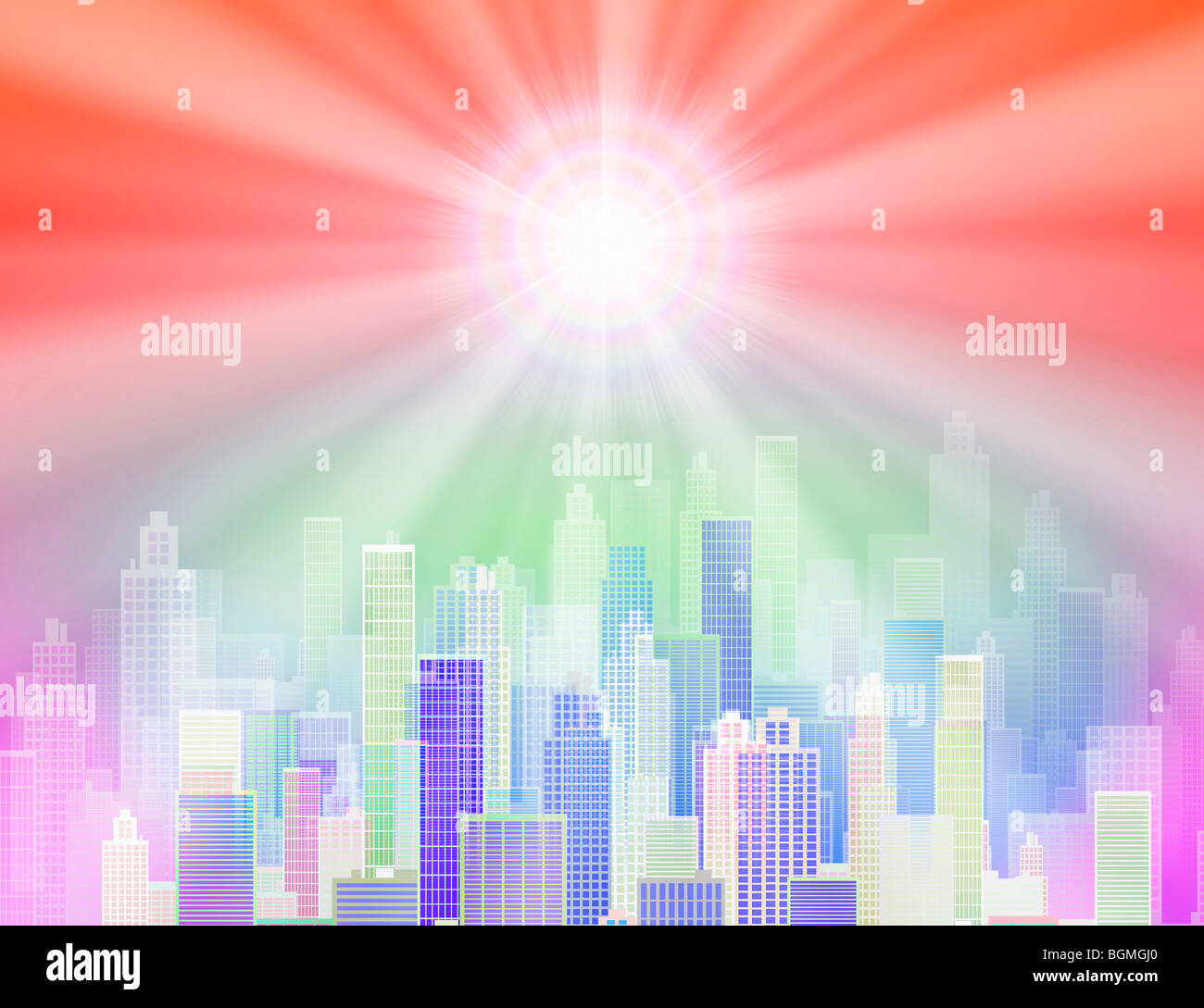 Shining Light over a City Stock Photo - Alamy