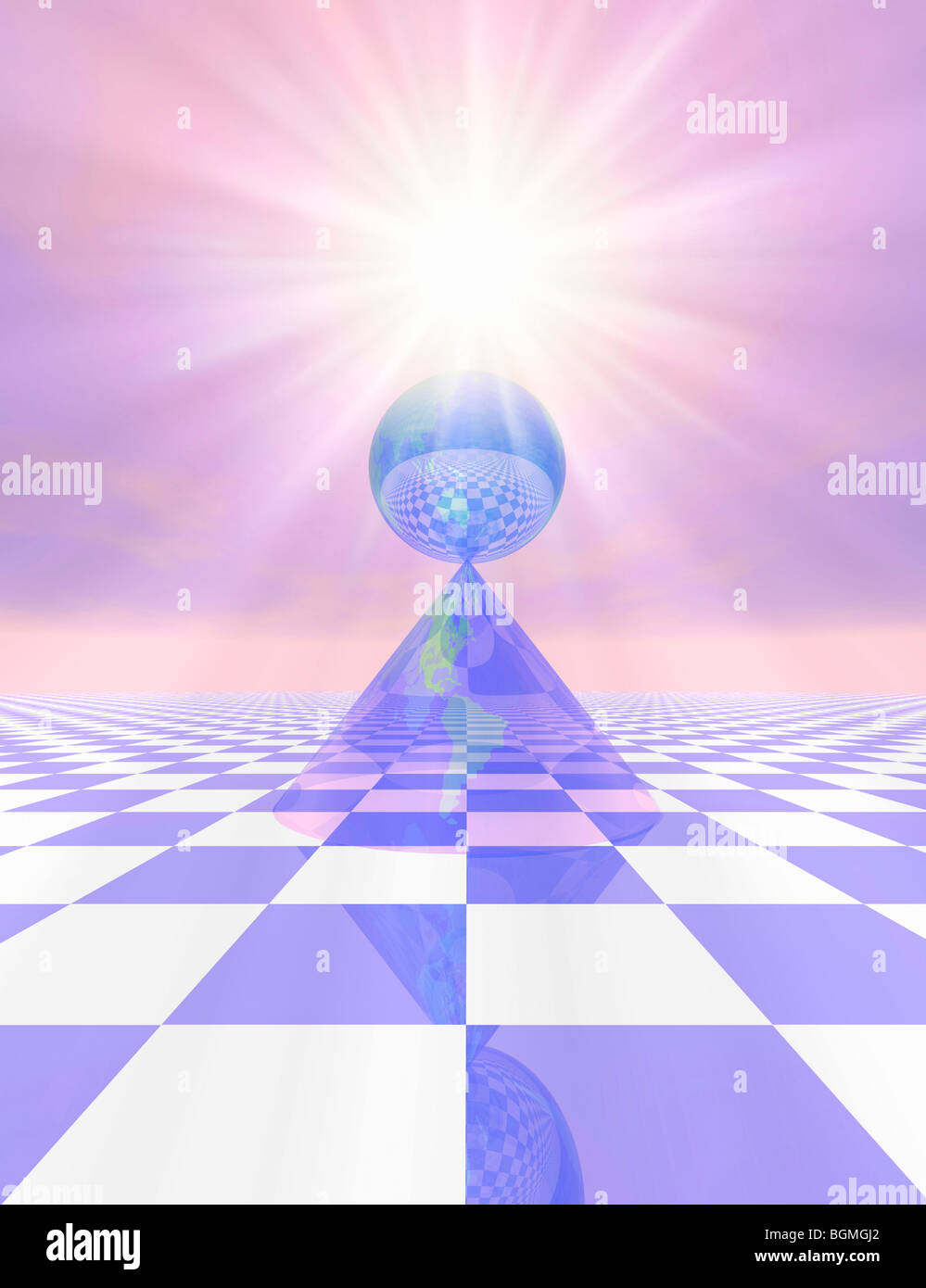 Sunlight Above a Sphere and Checked Pattern Stock Photo - Alamy
