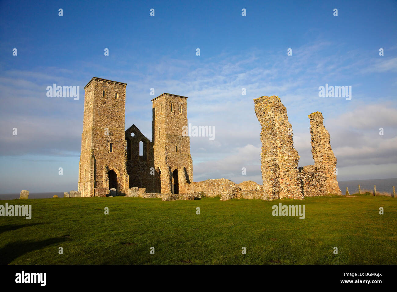 Reculver Church twin towers Stock Photo - Alamy
