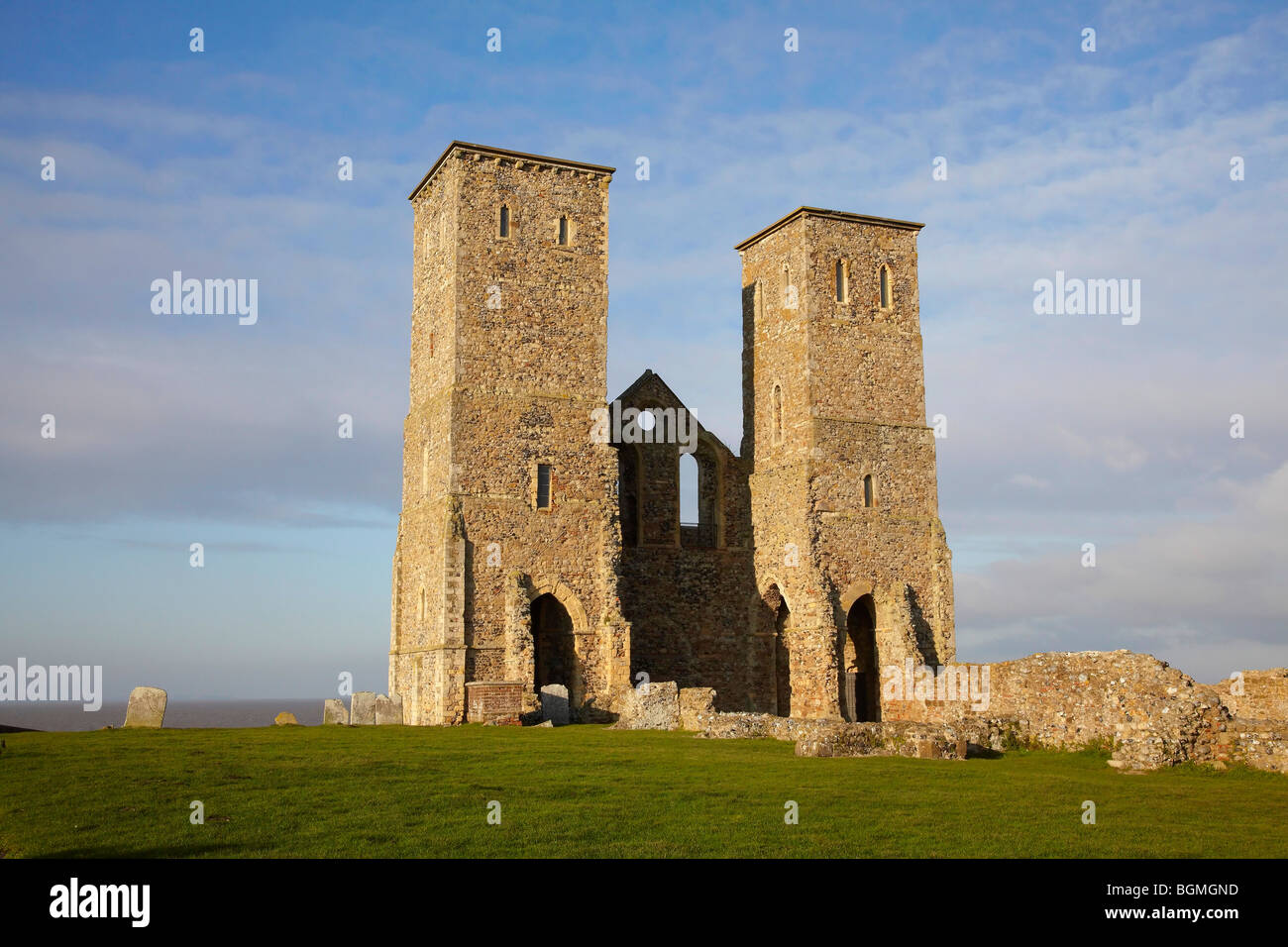 Reculver Church twin towers Stock Photo - Alamy