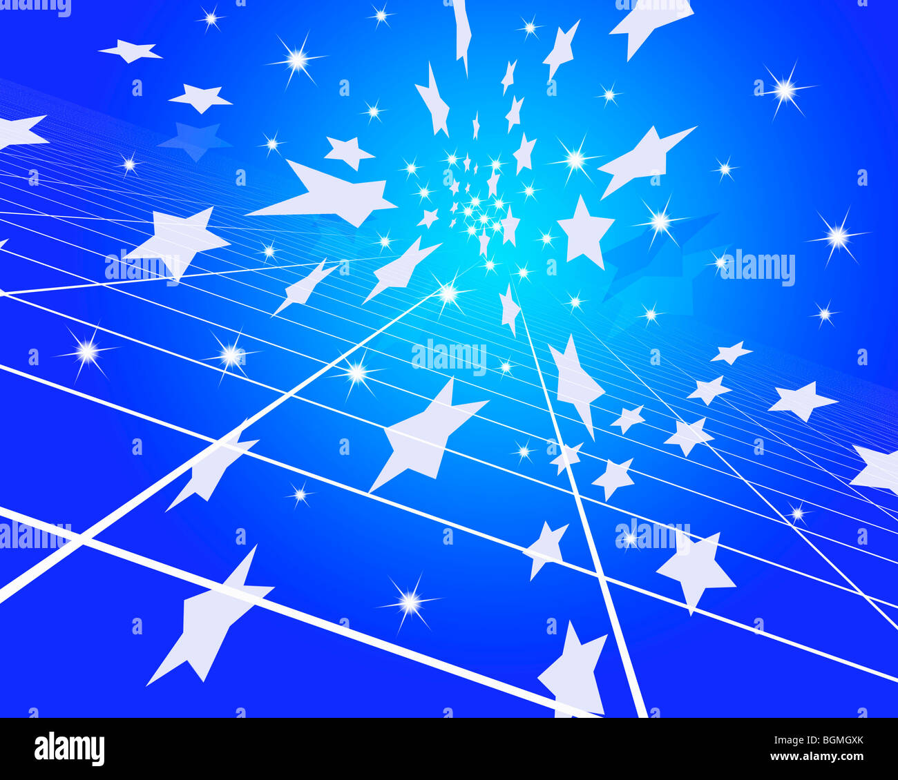 Star Shapes Floating Above a Grid Stock Photo - Alamy