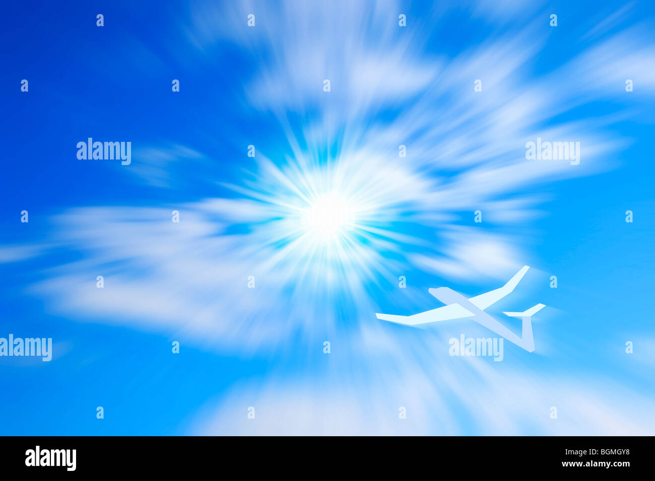 Clip Art Airplane in the Sky Stock Photo - Alamy