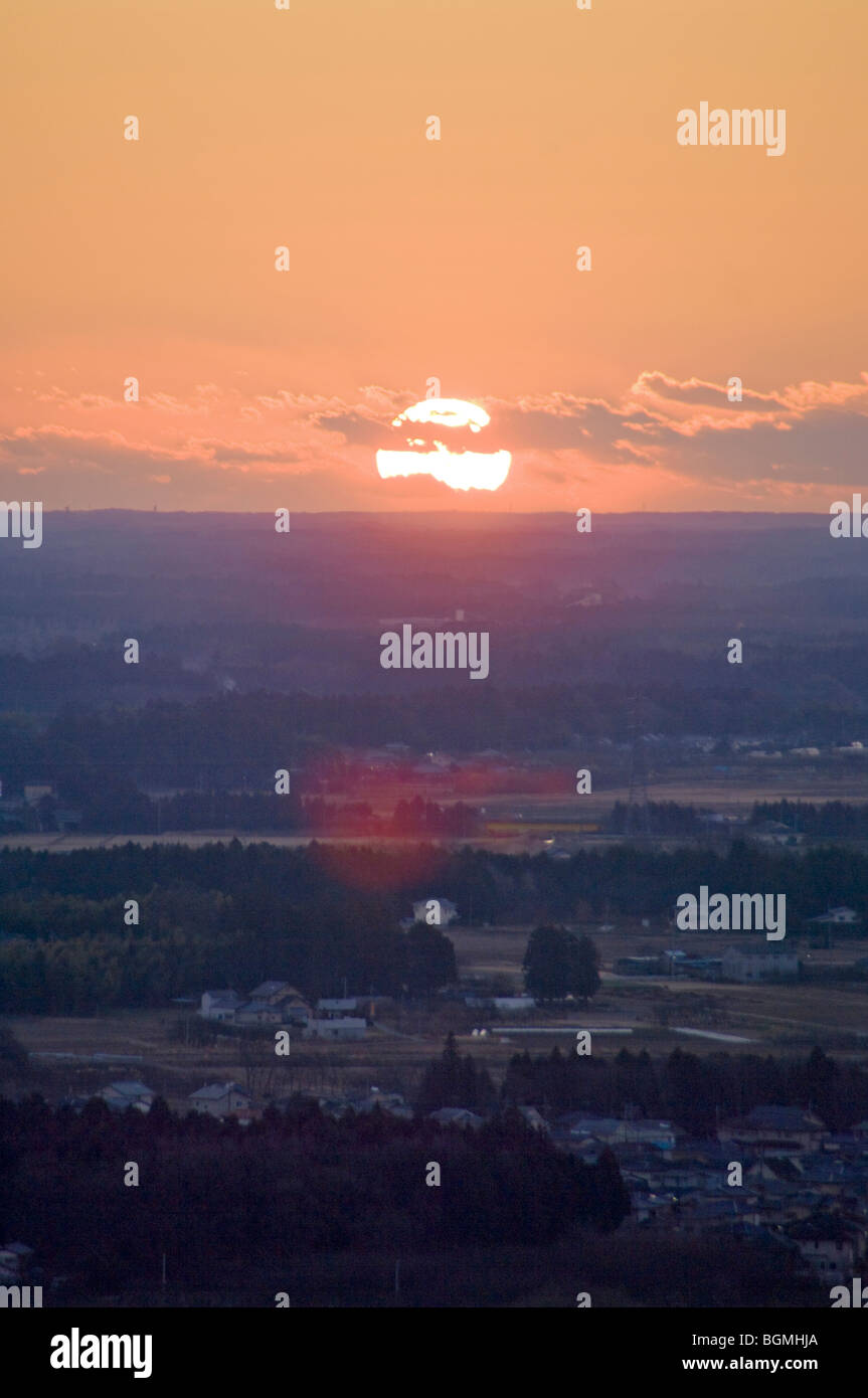 Sunrise over a Town Stock Photo - Alamy