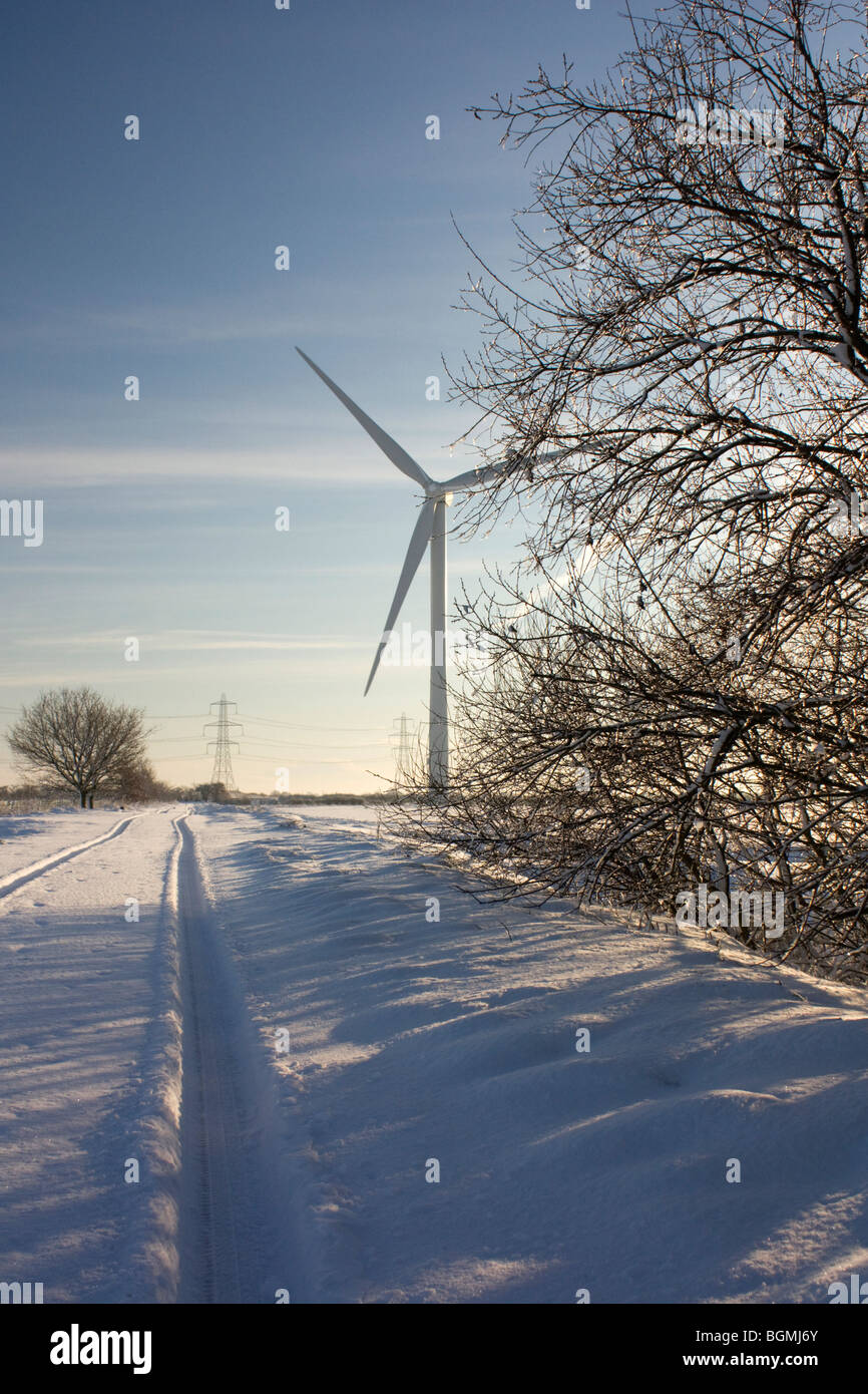 Wind turbine in snow Stock Photo - Alamy