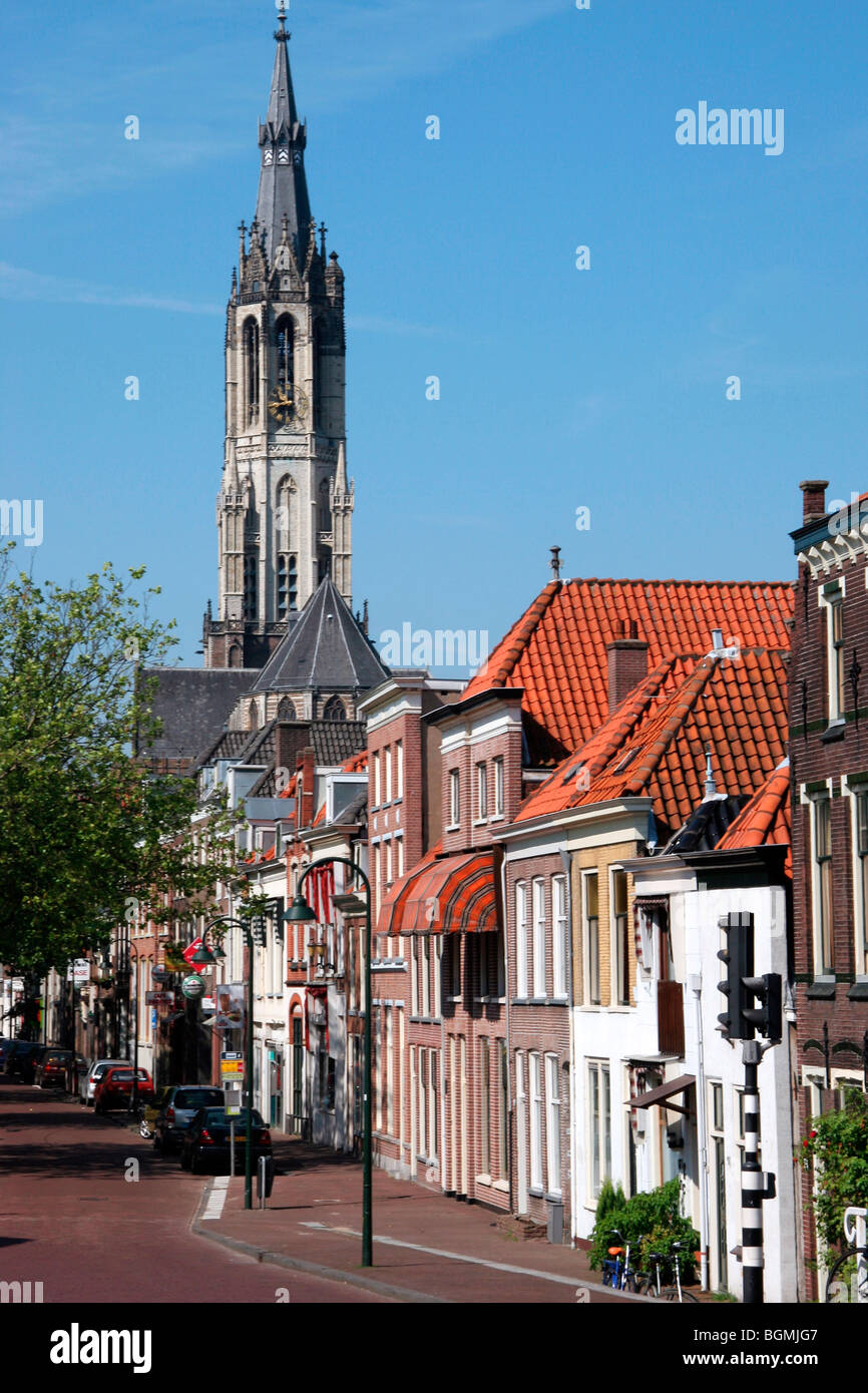 The New Church and shopping street in Delft, the Netherlands Stock ...