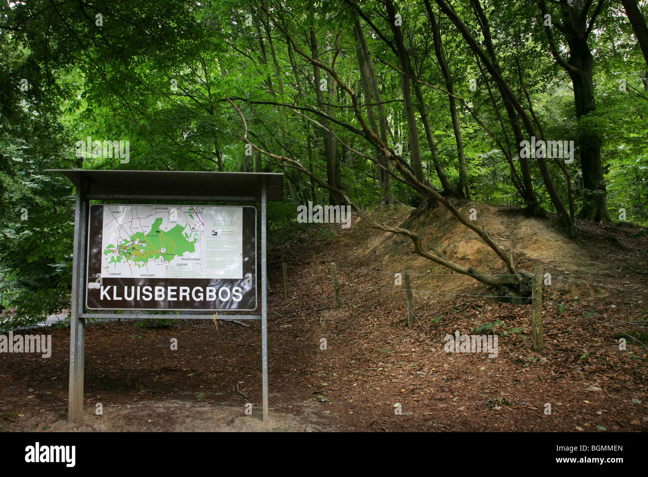 Information board of the forest Kluisbos, Kluisbergen, Belgium Stock ...