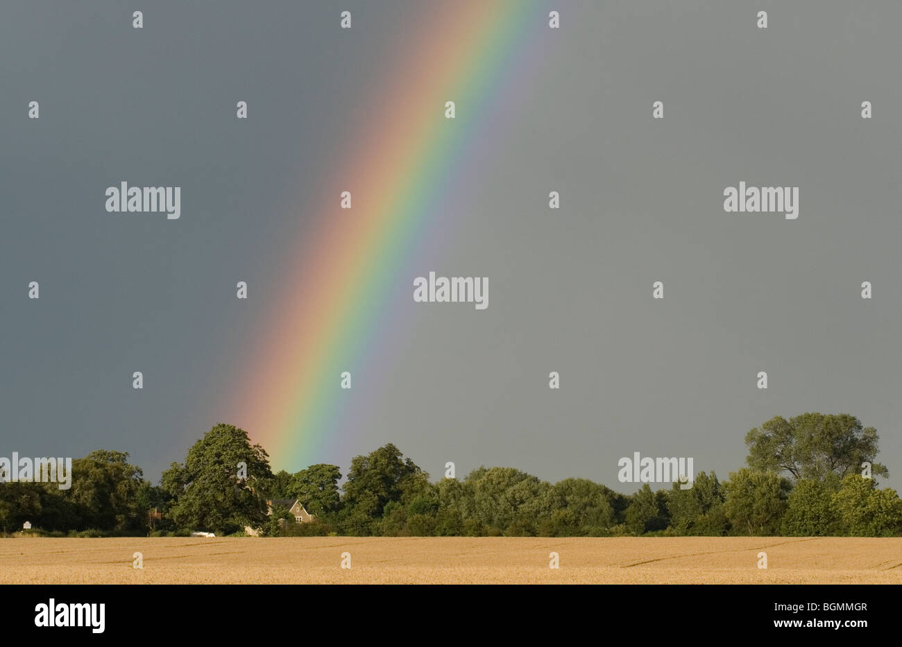 Rainbow over English Countryside Stock Photo - Alamy