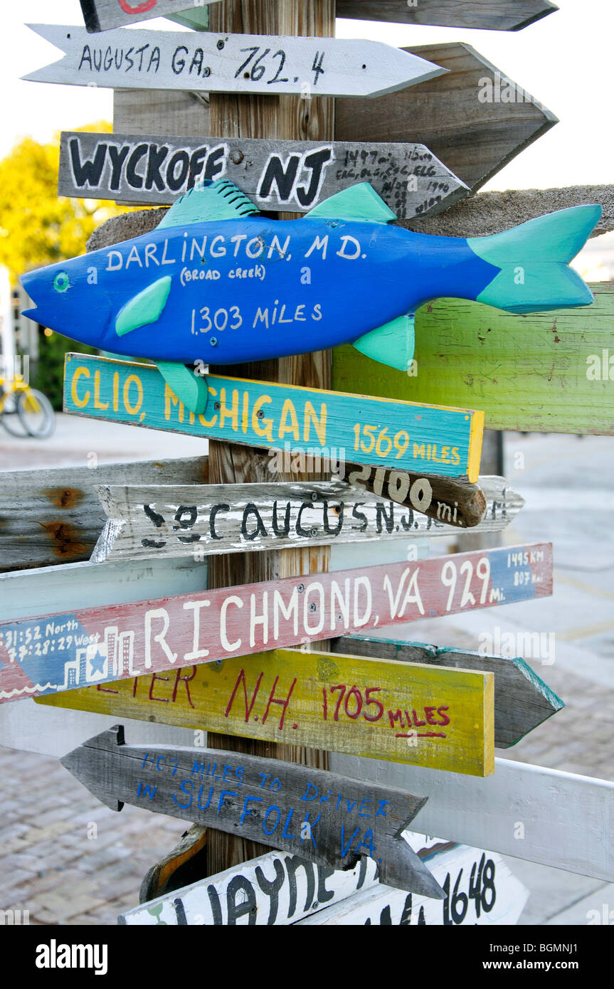 Directions sign, Key West, Florida, USA Stock Photo - Alamy