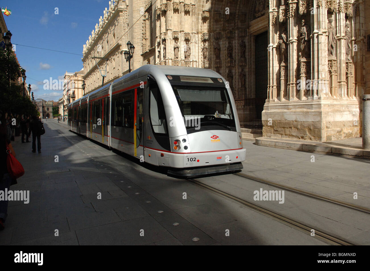Modern tram central Seville Spain Stock Photo - Alamy