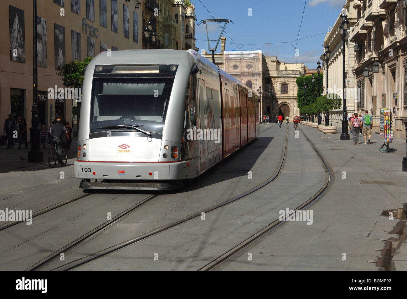 Modern tram central Seville Spain Stock Photo - Alamy