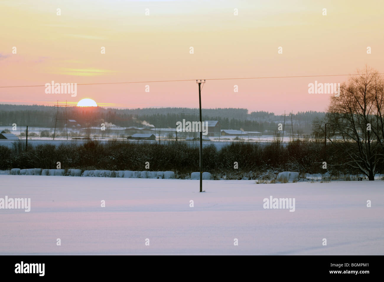 Calm winter sunset in Finland Stock Photo - Alamy