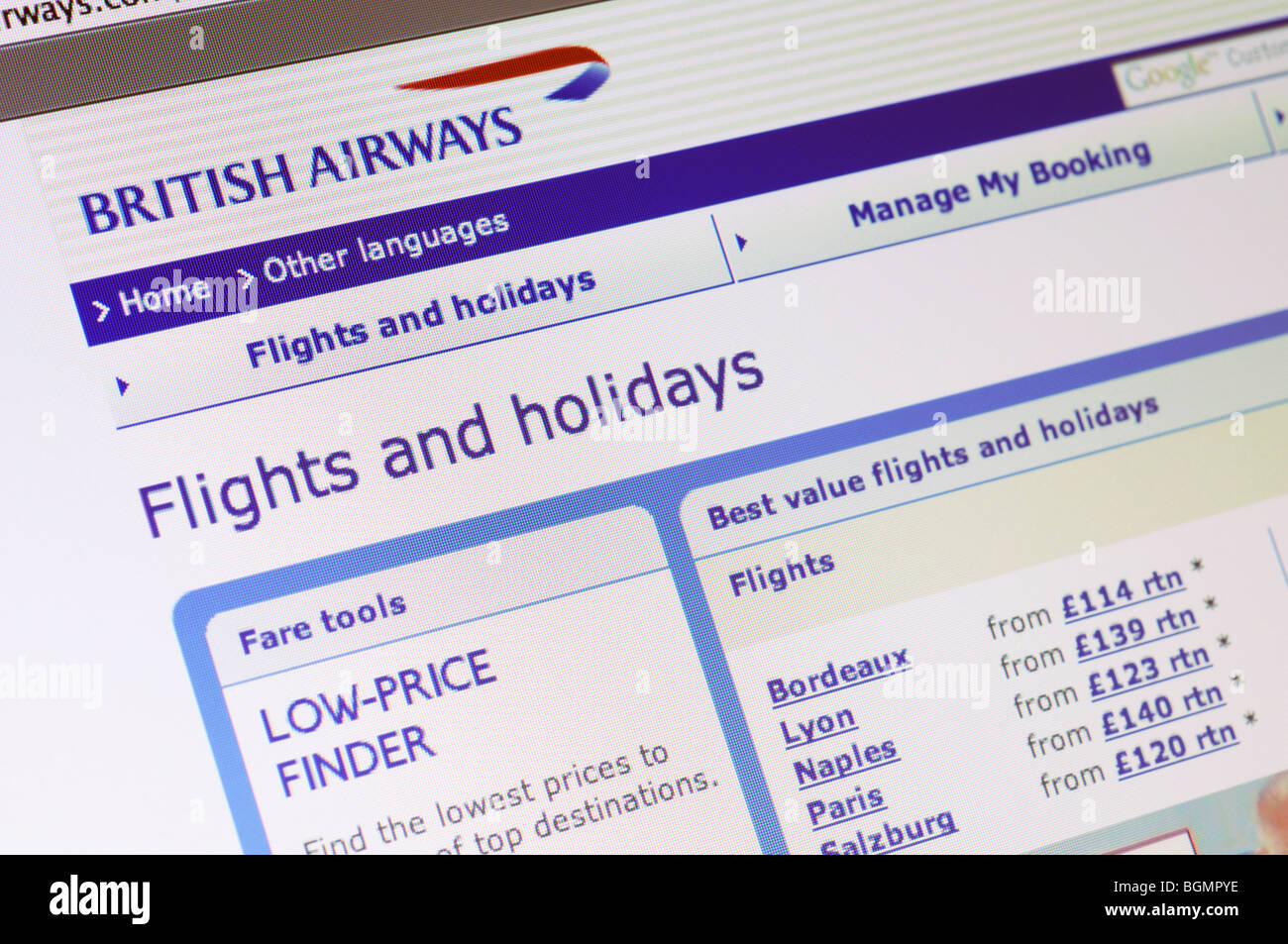 British Airways website Stock Photo - Alamy