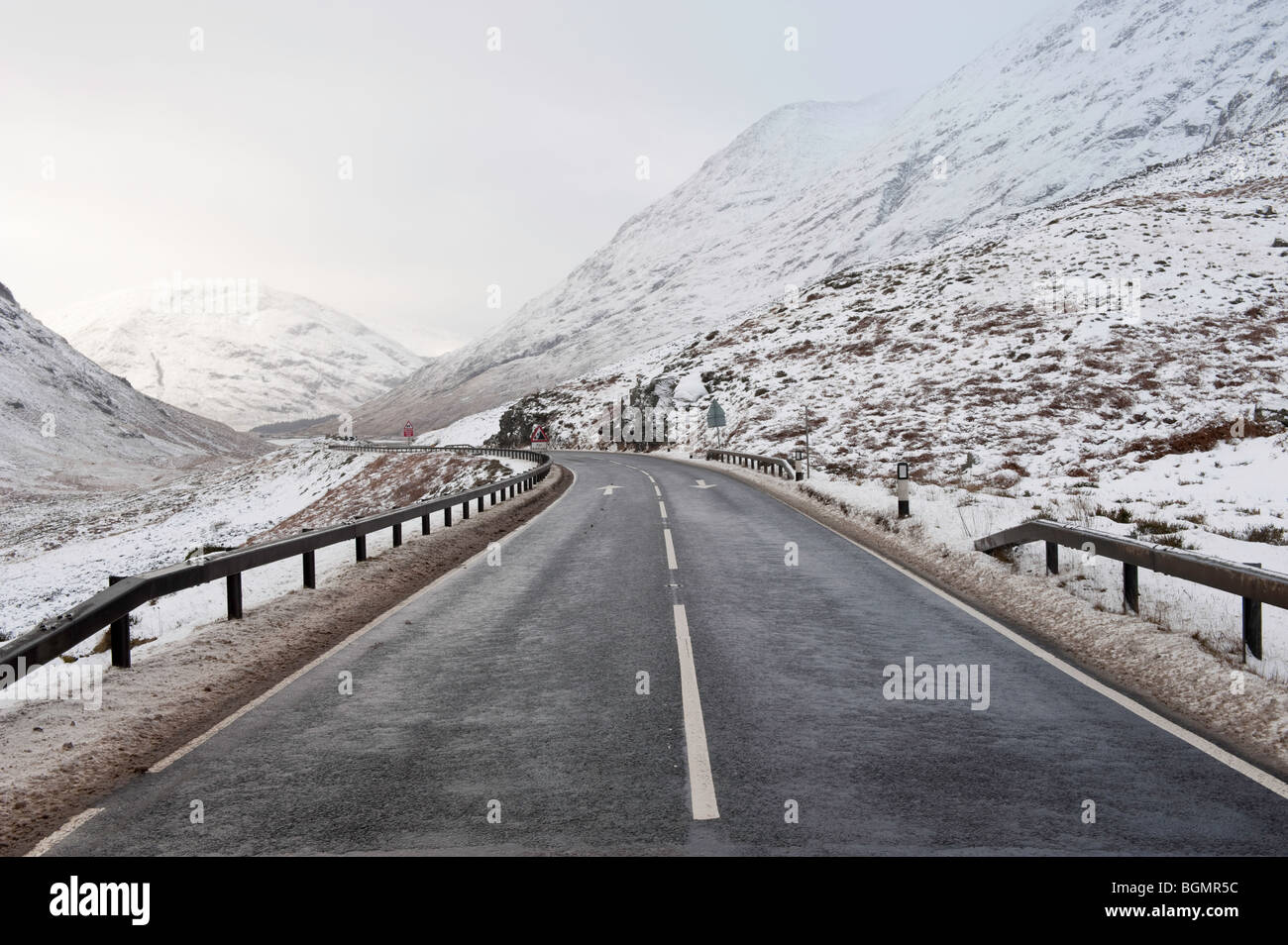 Snow on the A82 Road Glencoe Scotland Stock Photo - Alamy