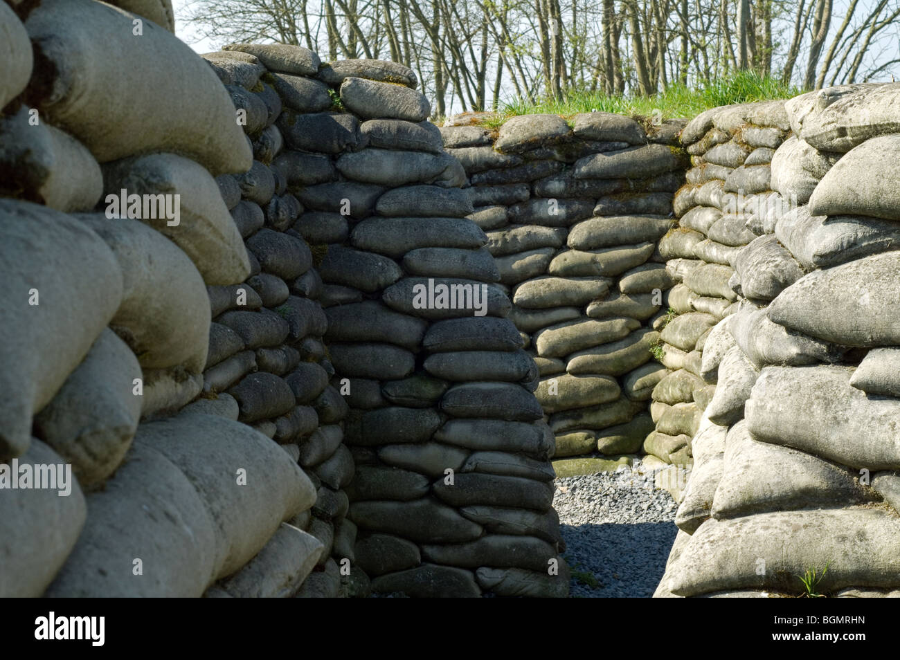 The First World War One Trench of Death, WW1 defense made of sandbags ...