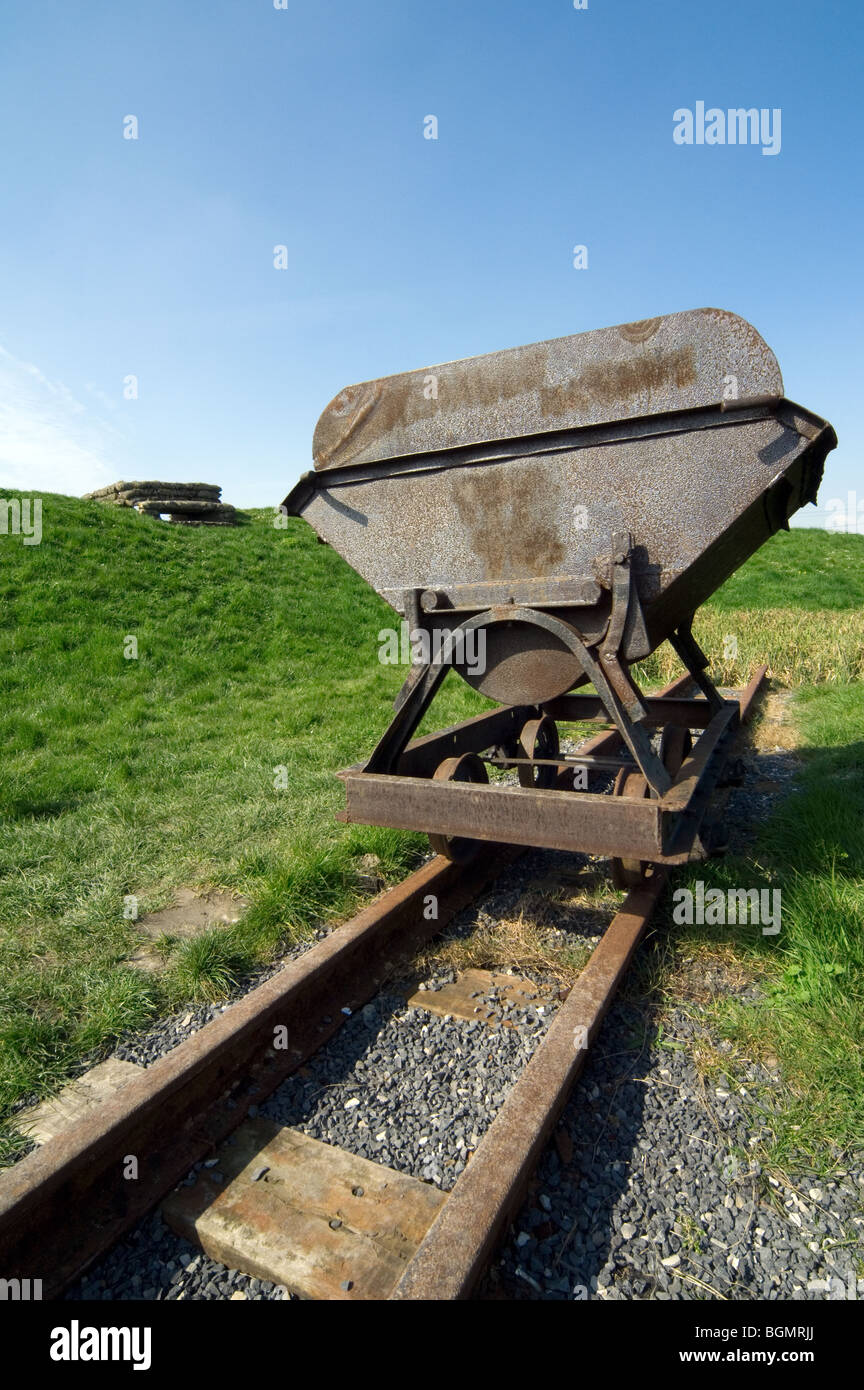 WW1 supply wagon on rails at the First World War One Trench of Death ...
