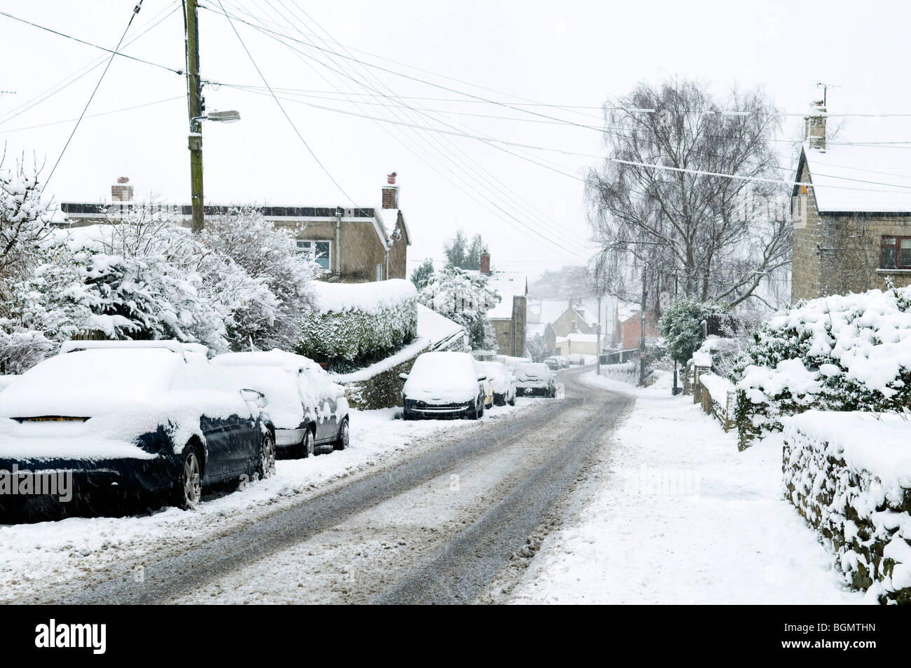 Snow blizzard covering road hi-res stock photography and images - Alamy