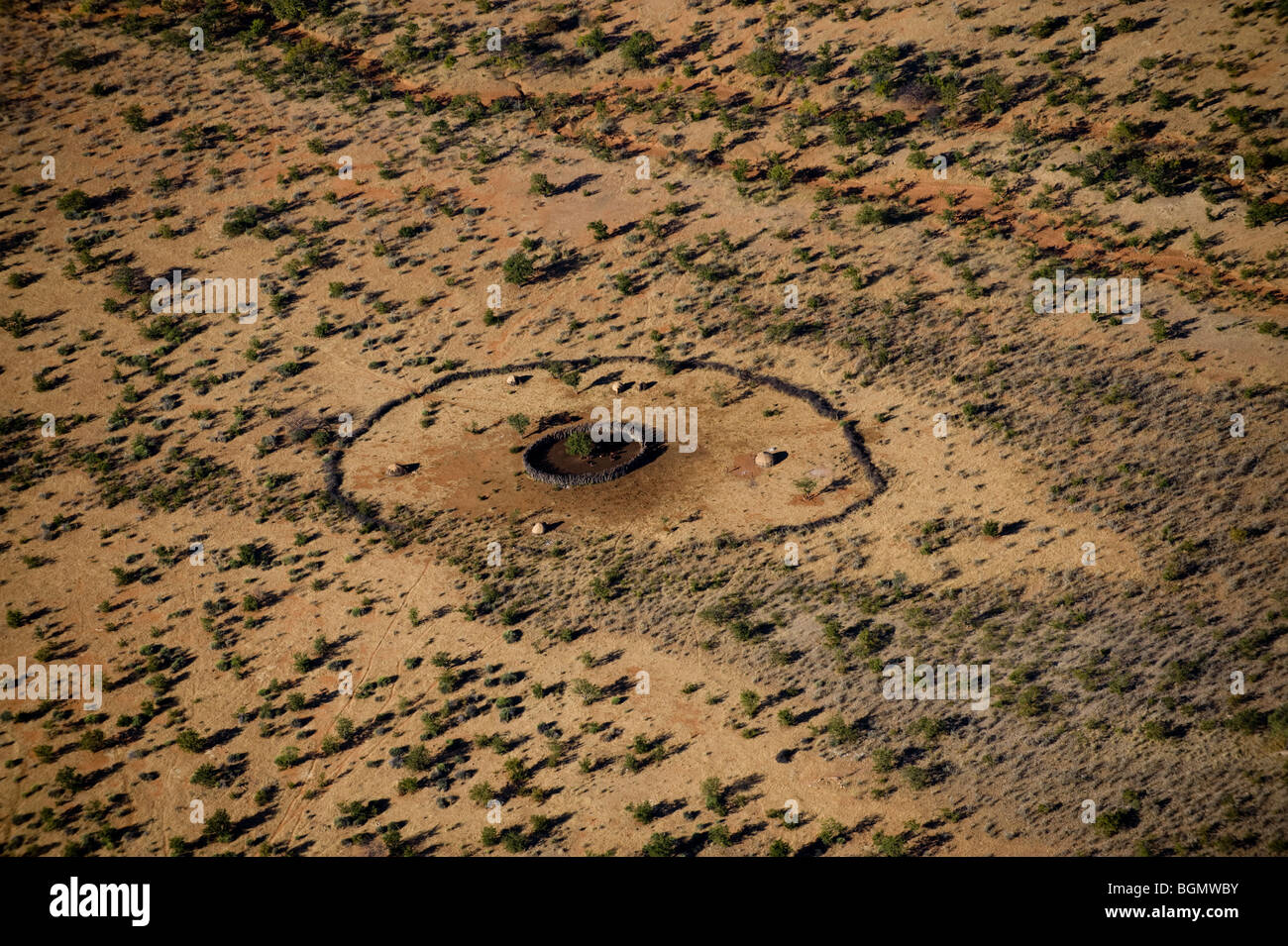 Aerial views of Himba settlements, Kaokoland, Namibia Stock Photo - Alamy