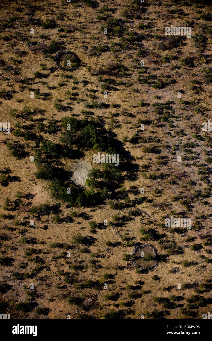 Aerial views of Himba settlements, Kaokoland, Namibia Stock Photo - Alamy