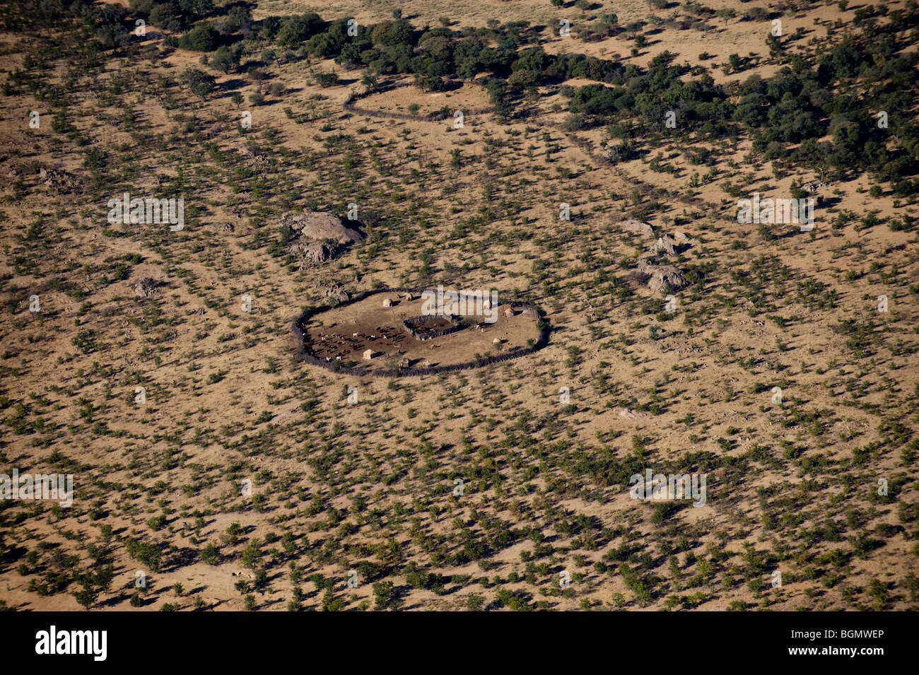 Aerial views of Himba settlements, Kaokoland, Namibia Stock Photo - Alamy